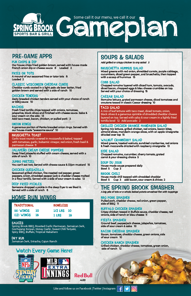Our Menu | Spring Brook's Best Restaurant in Wisconsin Dells