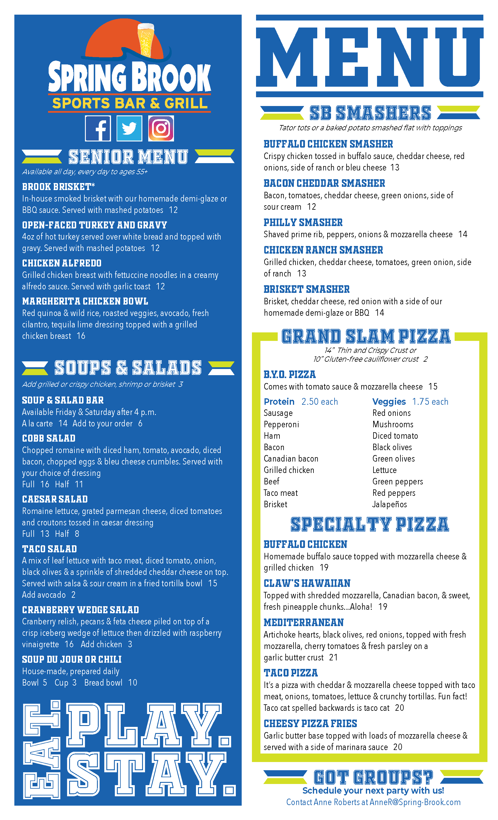 Our Menu | Spring Brook's Best Restaurant in Wisconsin Dells