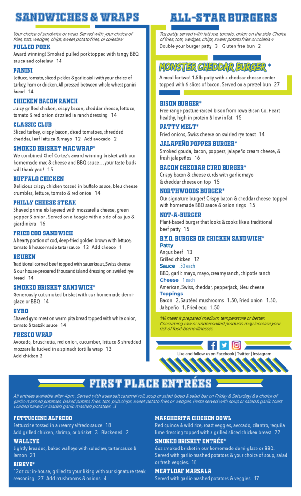 Our Menu | Spring Brook's Best Restaurant in Wisconsin Dells